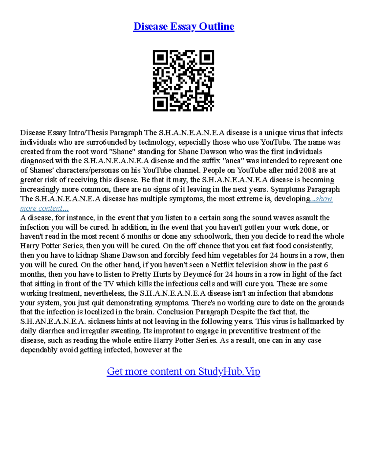 Outline Template For Essay - Disease Essay Outline Disease Essay Intro ...