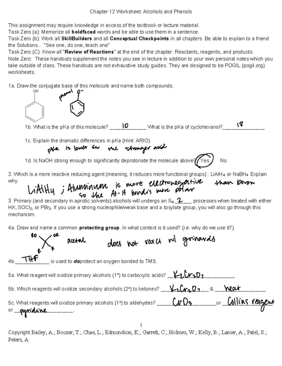 Chapter 12 Handout - Copyright Bailey, A.; Boozer, T.; Chae, L ...