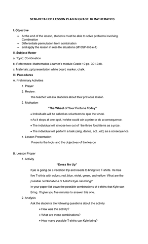 Grade 3 Lesson Plan English Quarter 1 Week 4 - Session 1 Task 1 Short ...