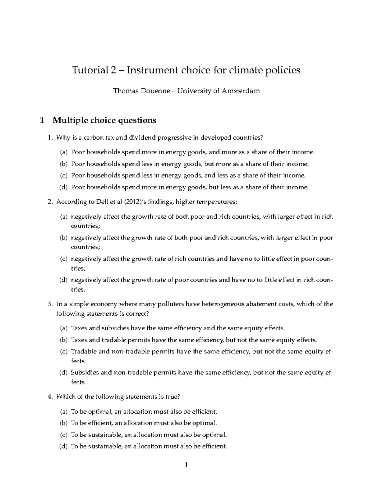 ECC - Tutorial questions 2 - Tutorial 2 – Instrument choice for climate ...