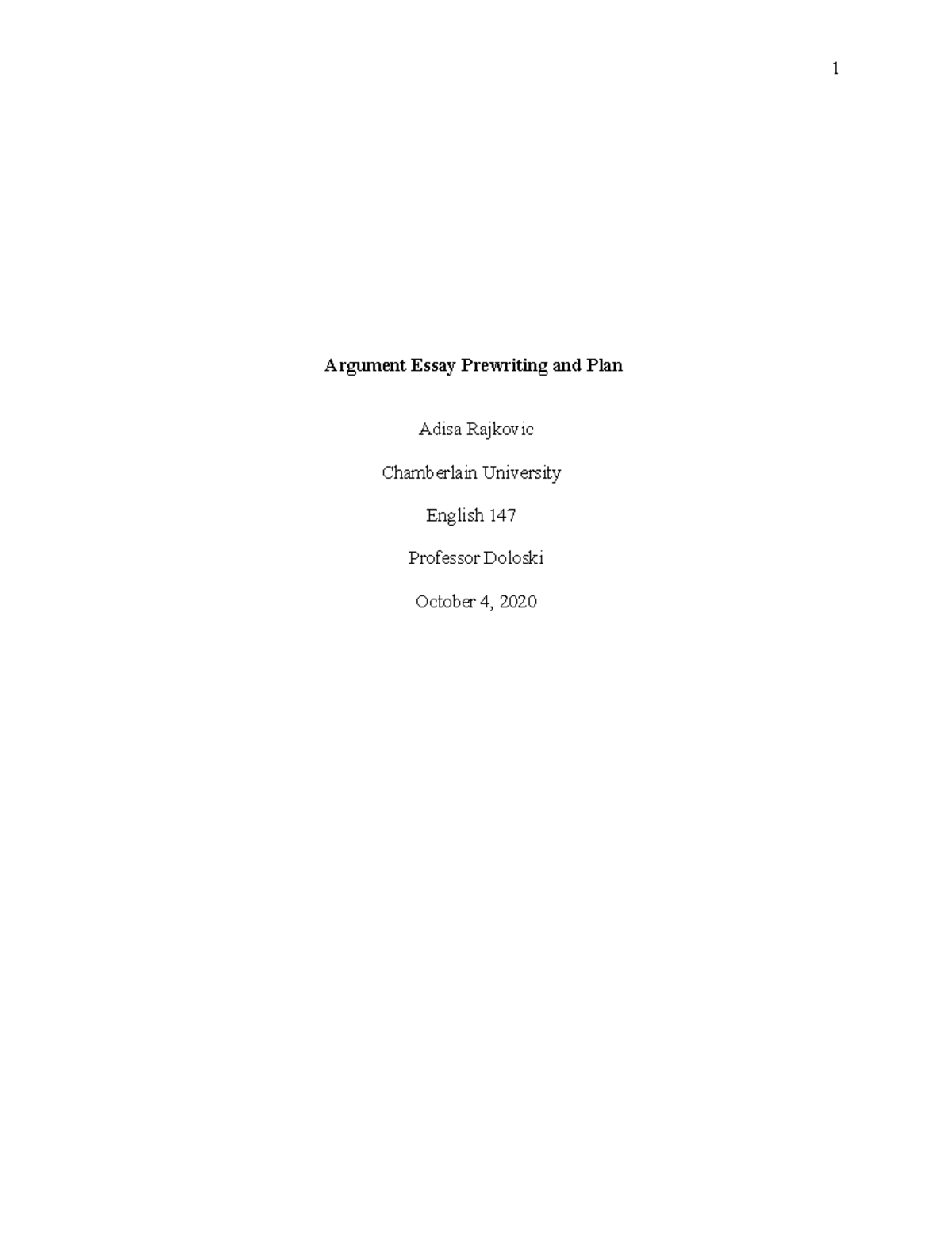 Arajkovic Enc Wk 5 Rough Draft - Argument Essay Prewriting and Plan ...