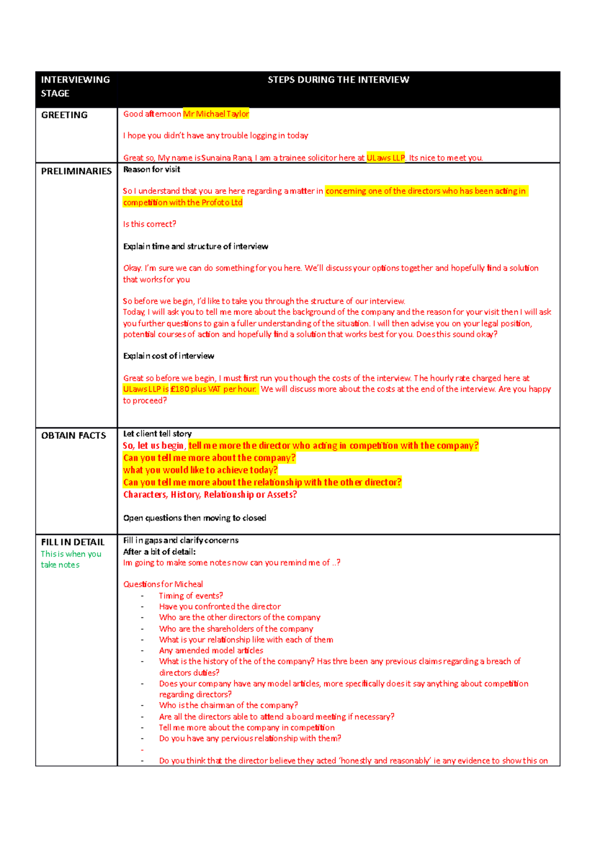 Interviewing stage details for mock - INTERVIEWING STAGE STEPS DURING ...