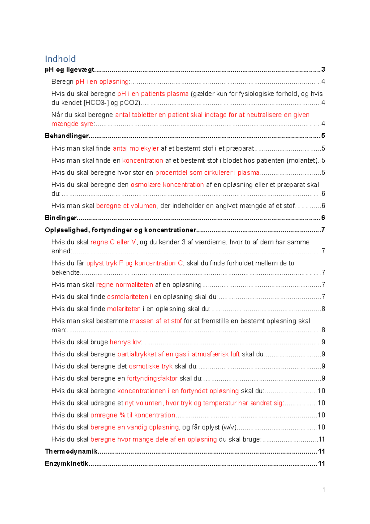 Cellens kemiske komponenter typeopgaver - Indhold pH og - Studocu