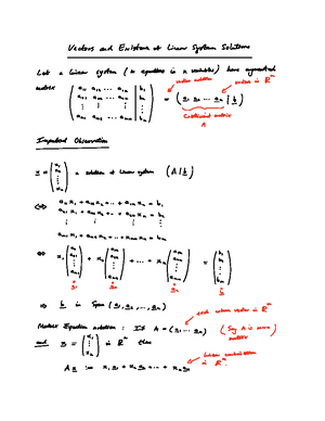 Vectors and Uniqueness of Linear System Solution - MATH 320 - Studocu