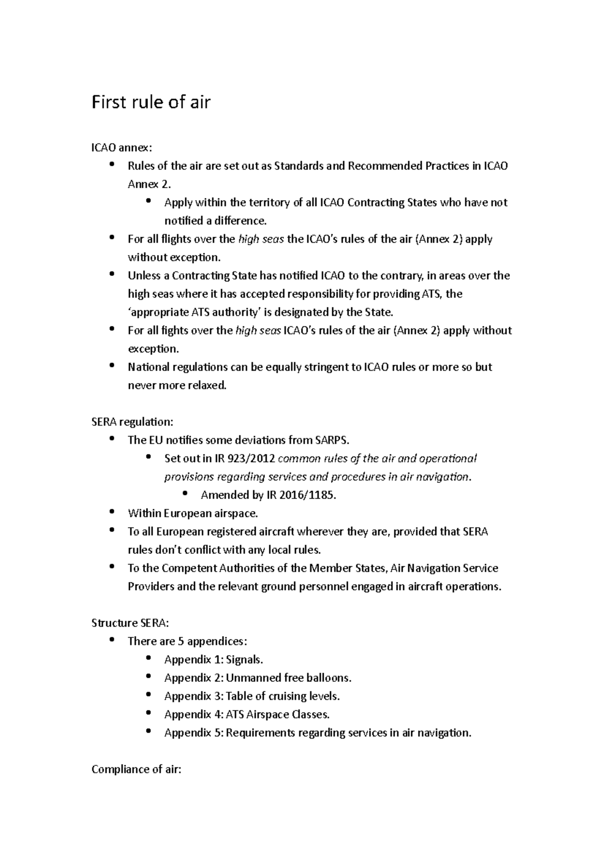 First rule of air - Notes for air law - First rule of air ICAO annex ...