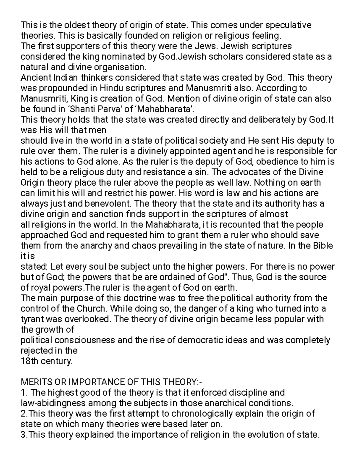 Theory of divine origin of state - This is the oldest theory of origin ...