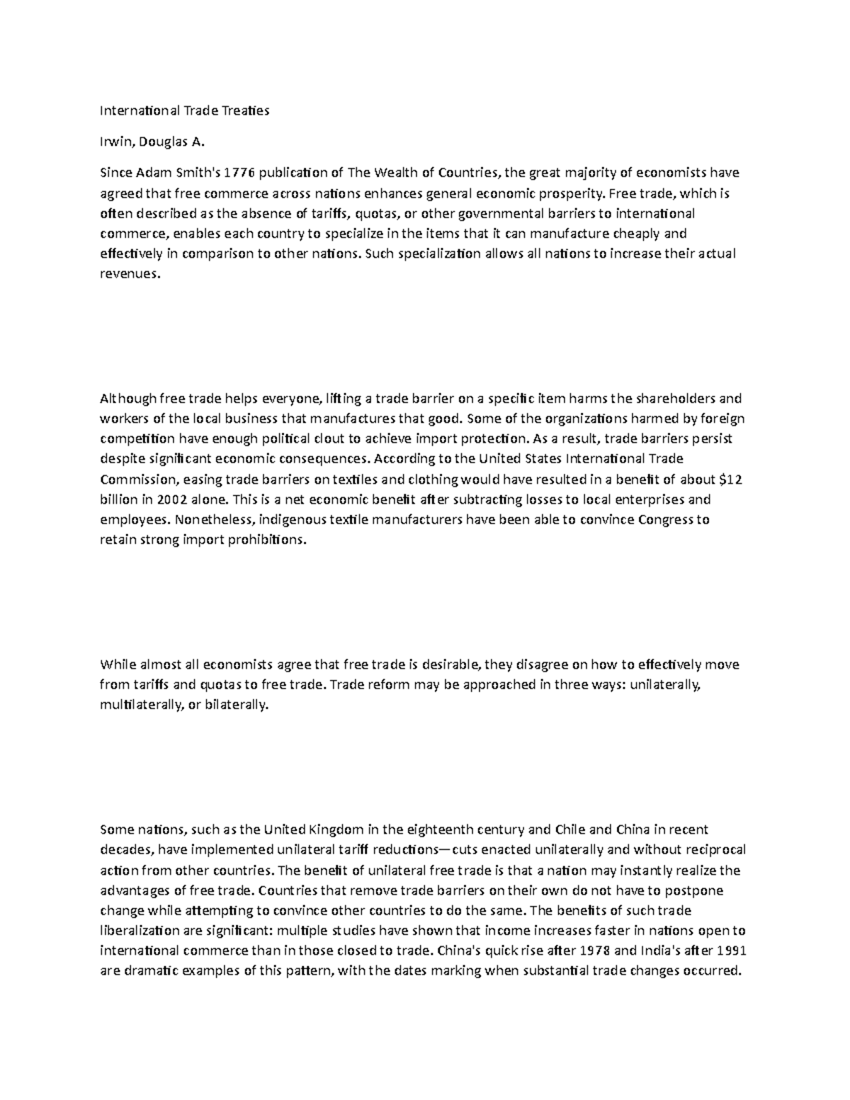 International Trade Treaties - International Trade Treaties Irwin ...