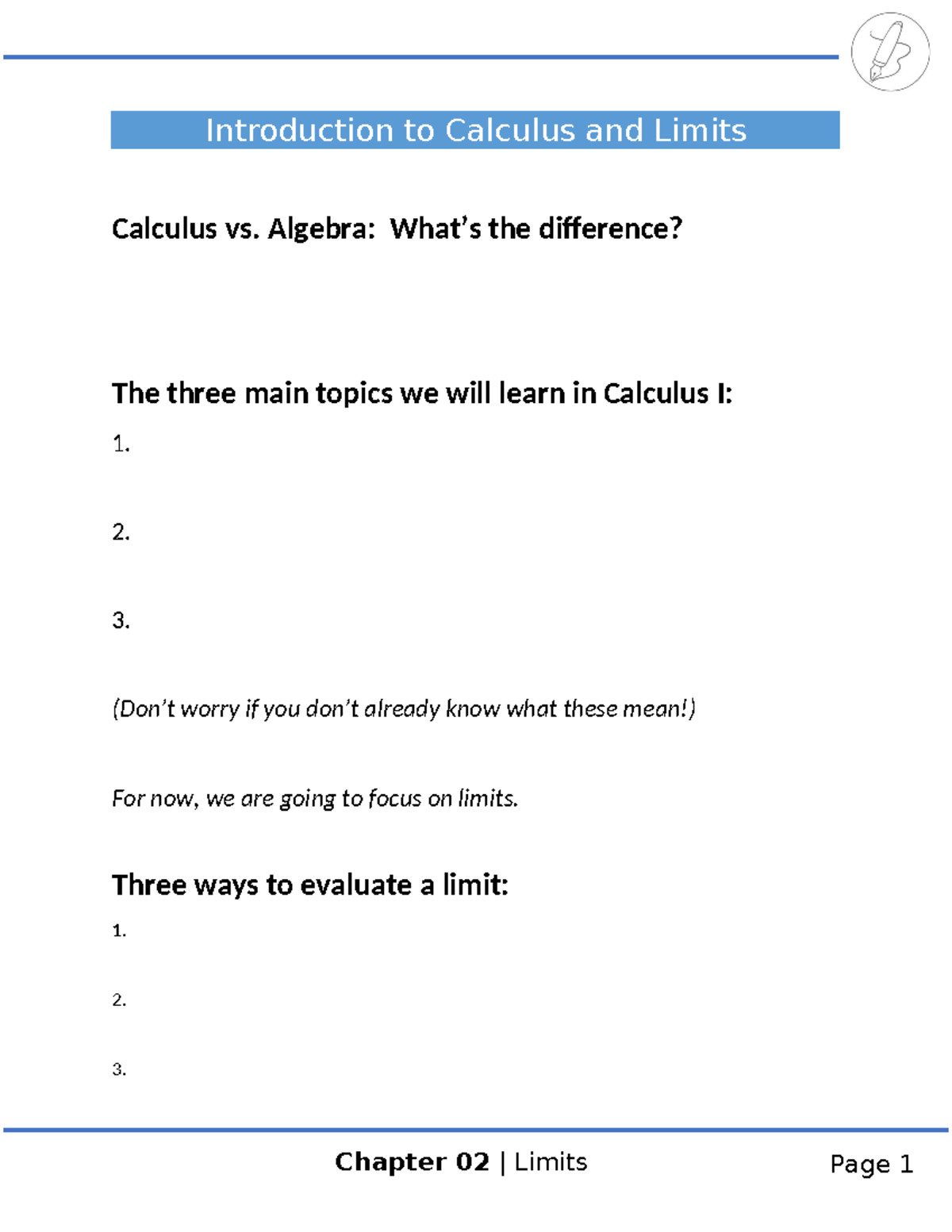 01 Introduction to Calculus and Limits - Section 2 - Introduction to ...