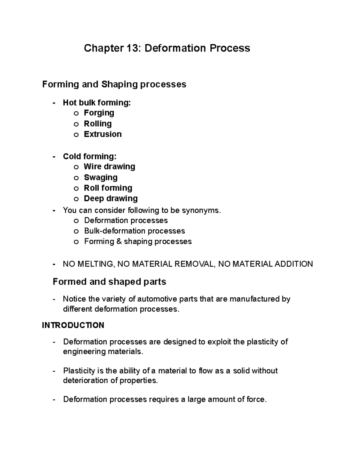 IE1052 Chapter13 p1 - Chapter 13: Deformation Process Forming and ...