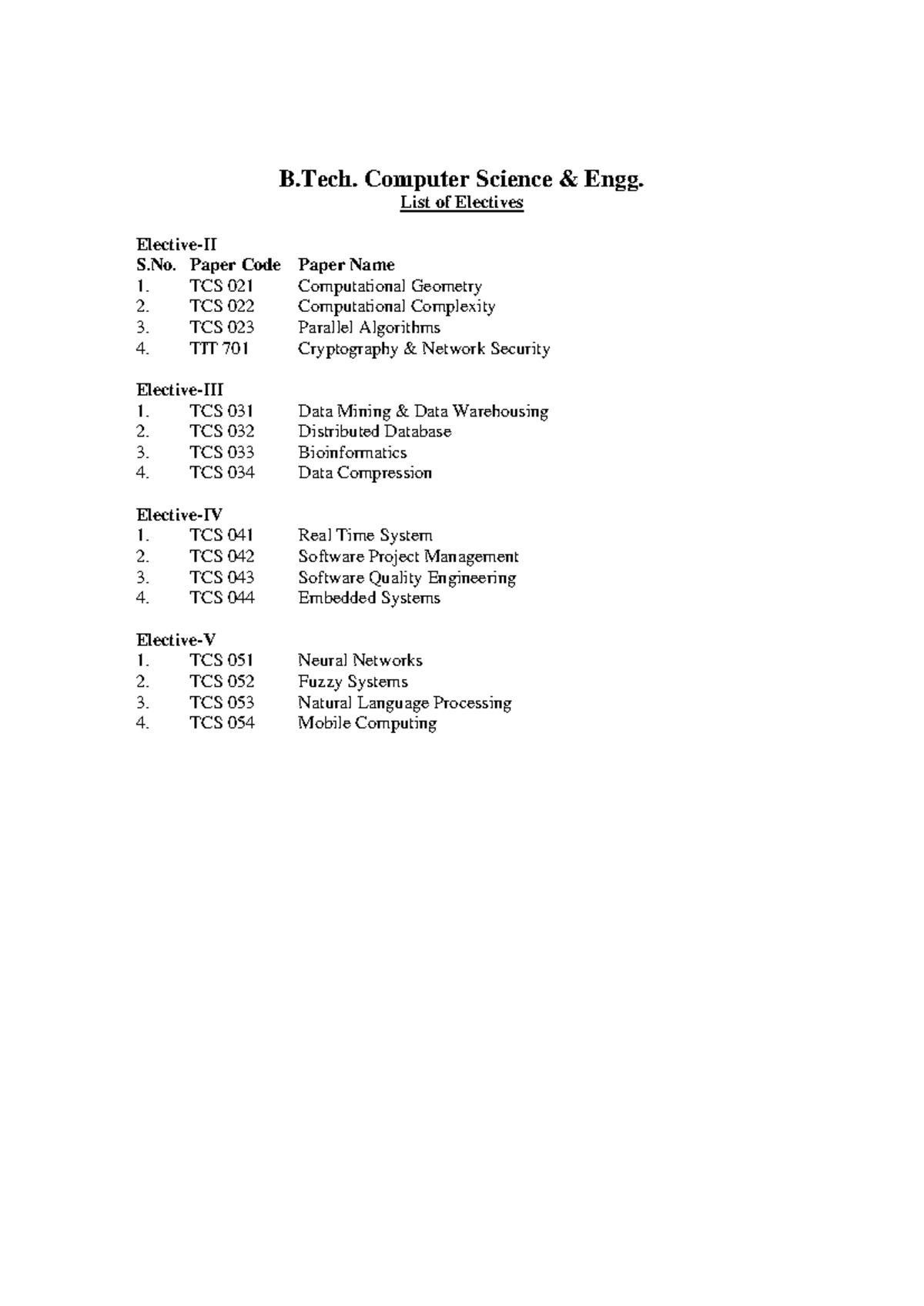 Elective subject - Notes for the respective sub - B. Computer Science ...