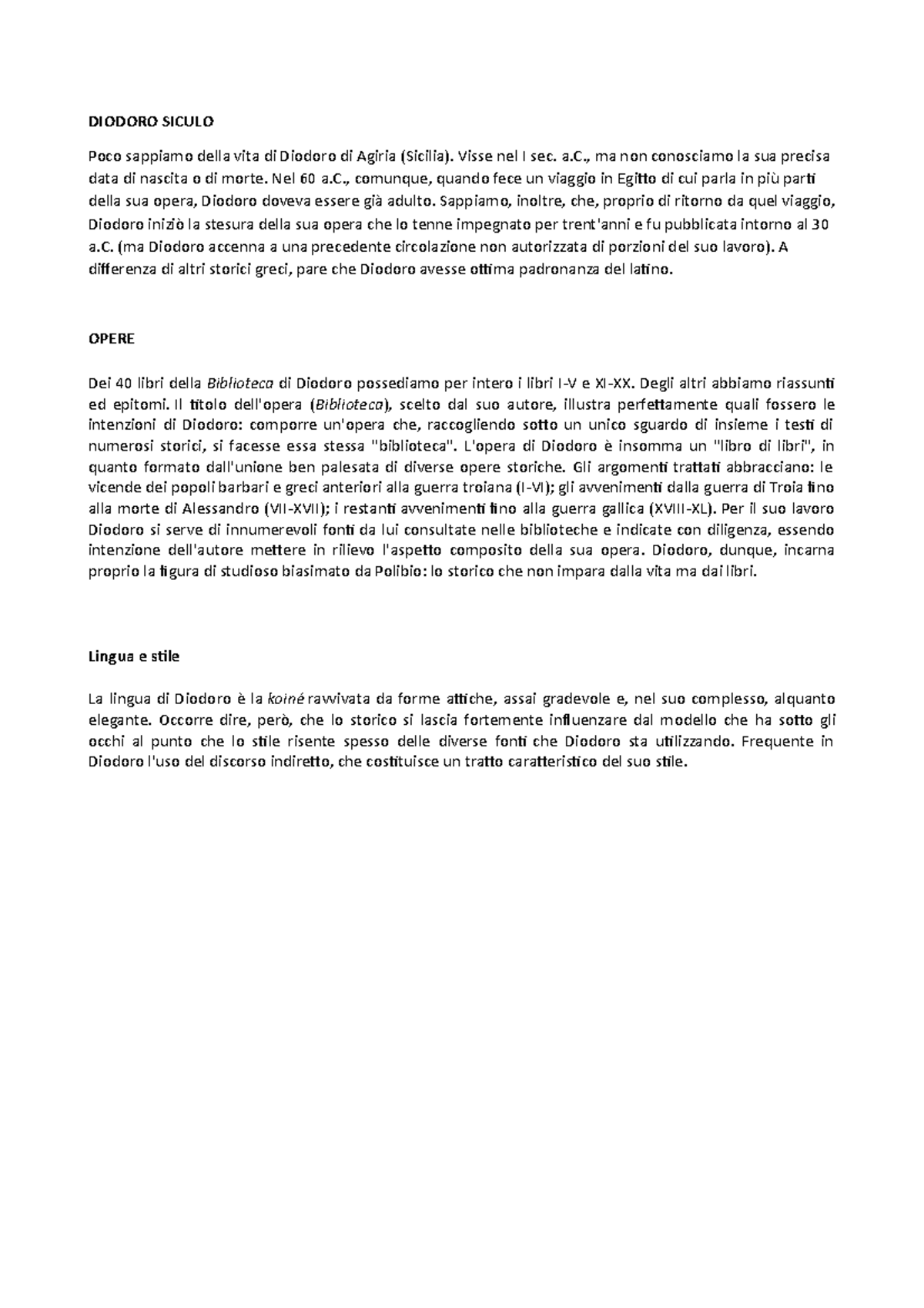 Diodoro Siculo - DIODORO SICULO Poco sappiamo della vita di Diodoro di ...