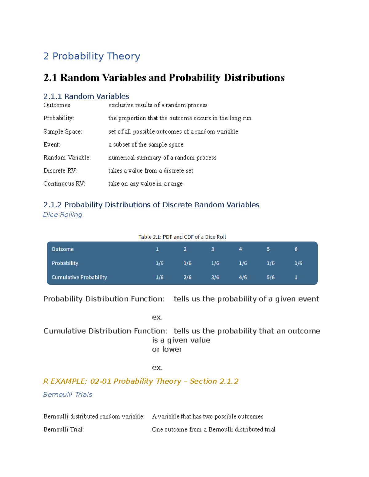 Classnotes+-+02 - yeee - 2 Probability Theory 2 Random Variables and ...