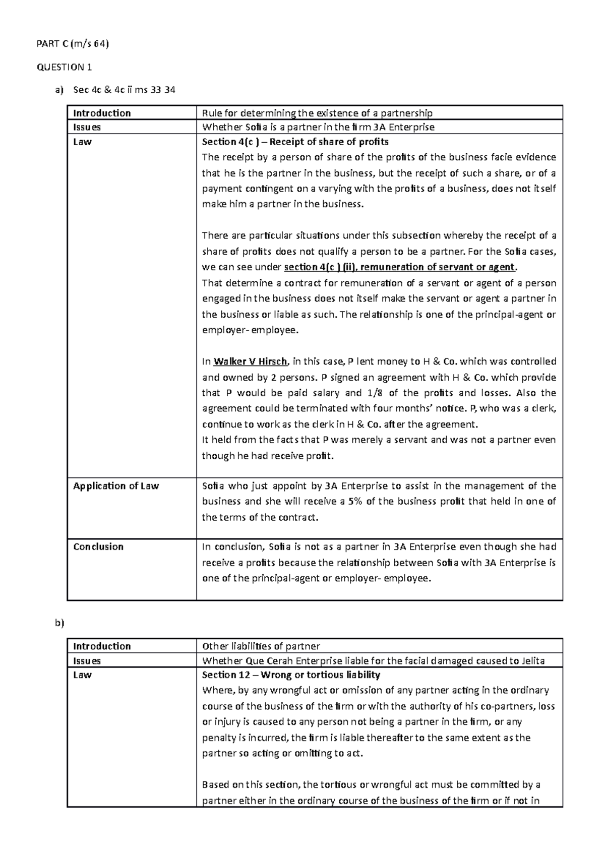 Tutorial LAW346 - PART C (m/s 64) QUESTION 1 a) Sec 4c & 4c ii ms 33 34 ...