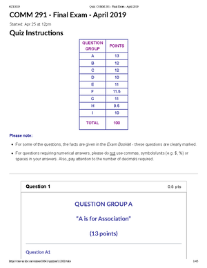 COMM 291 Final Solutions 2021 - © Beat Your Course Inc. All Rights ...