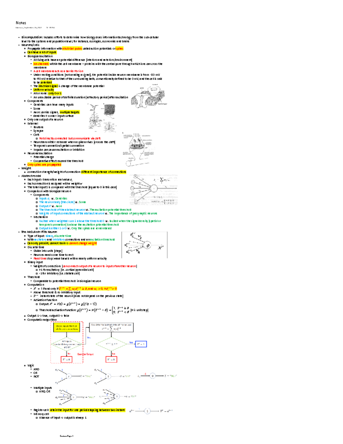 Notes - Biocomputation: Includes efforts to determine how biology does ...