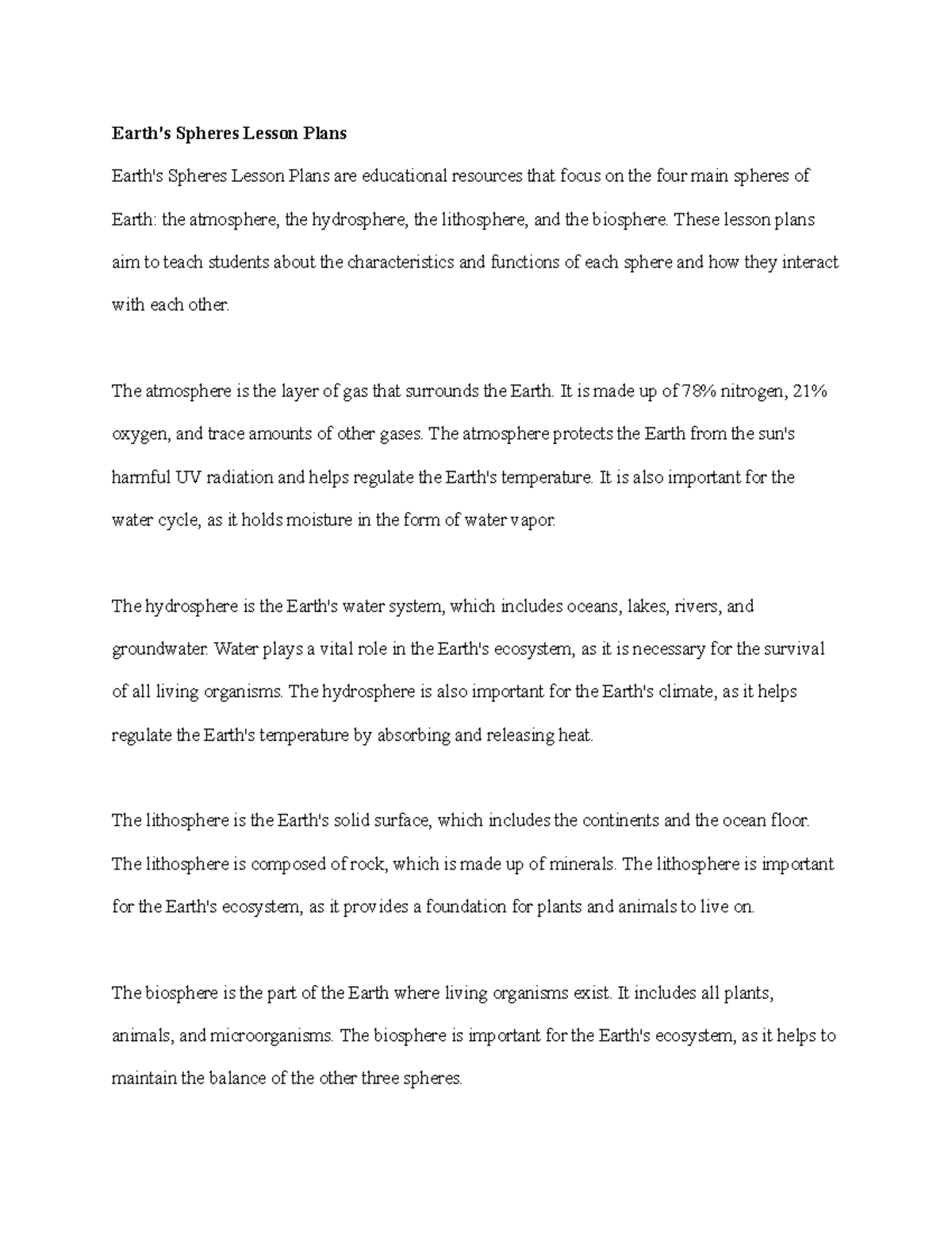 Lecture Notes AS 101 (Week 28) - Earth's Spheres Lesson Plans Earth's ...