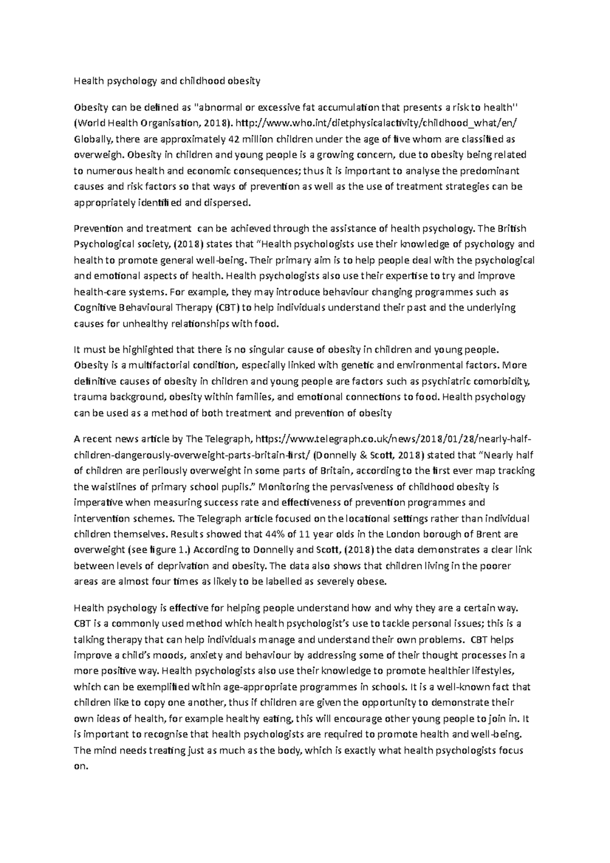 Health psych and child obesity - Health psychology and childhood ...