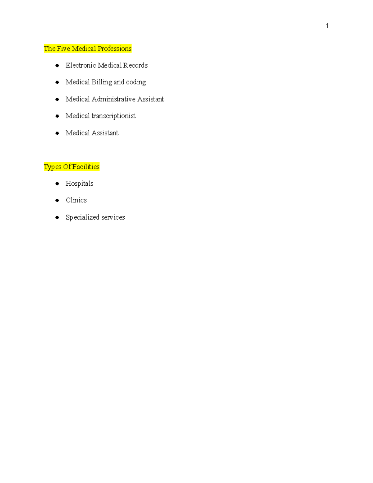 Healthcare Professional Roles and Patient Care Facilities - The Five ...