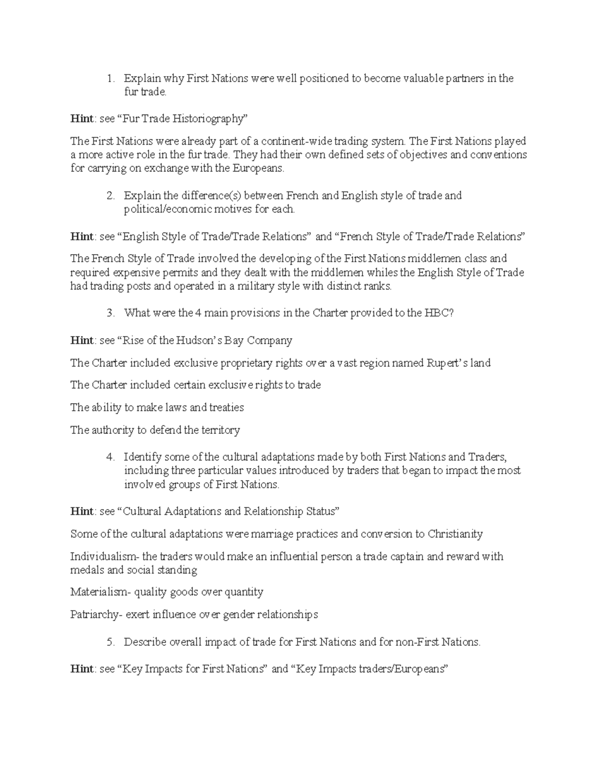 Module 3 Review Questions - Explain why First Nations were well ...