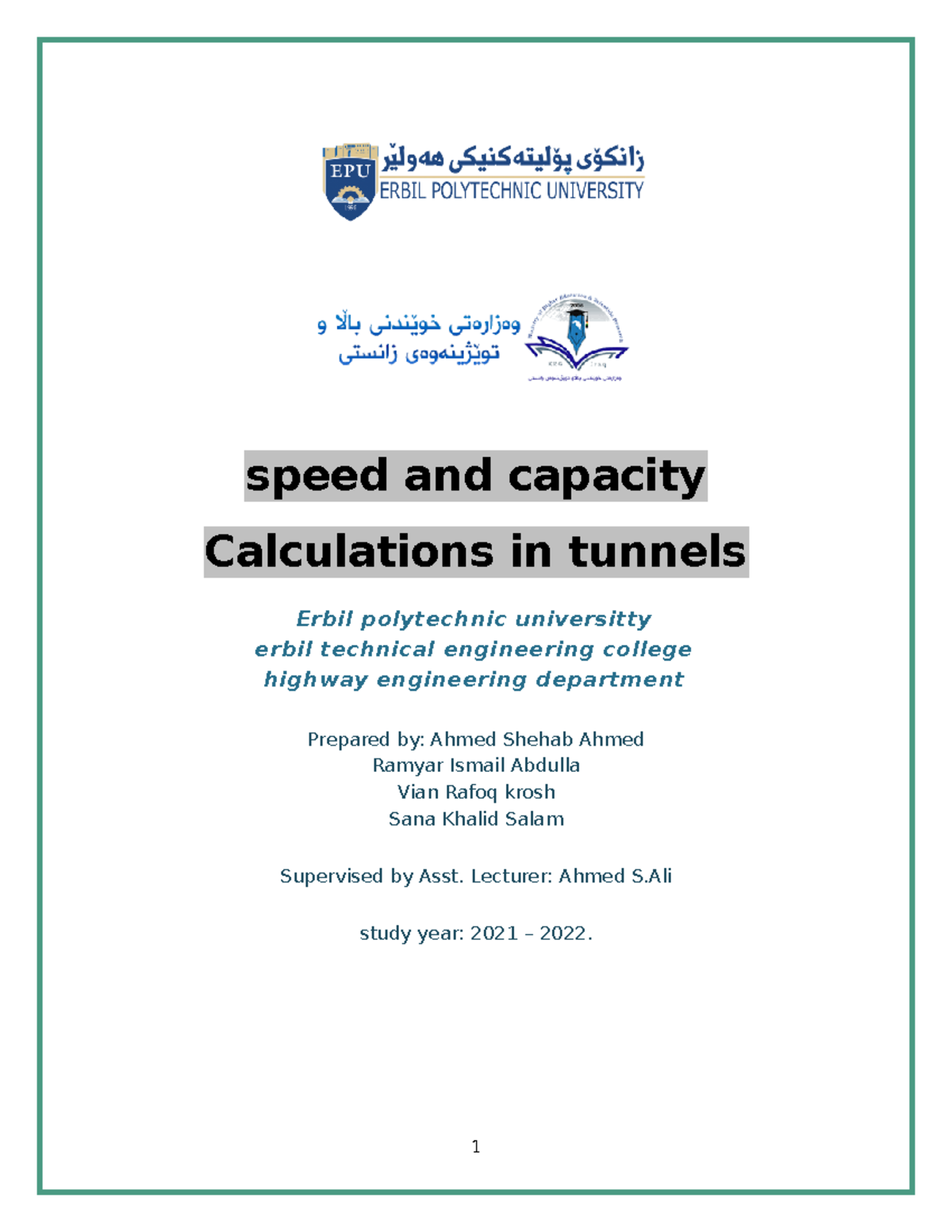 Speed and Capacity in Tunnels And Highways - speed and capacity ...