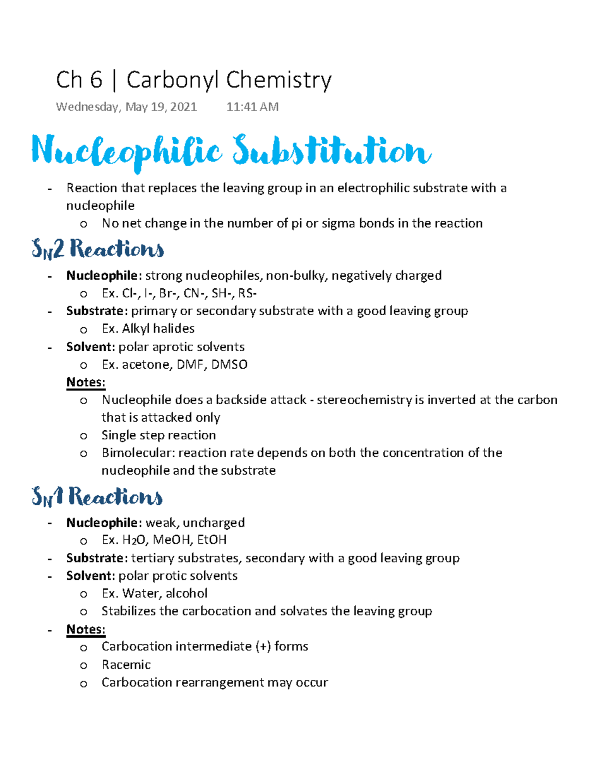 Carbonyl Compounds - Lecture notes MCAT WEek - Ch 6 Carbonyl Chemistry ...