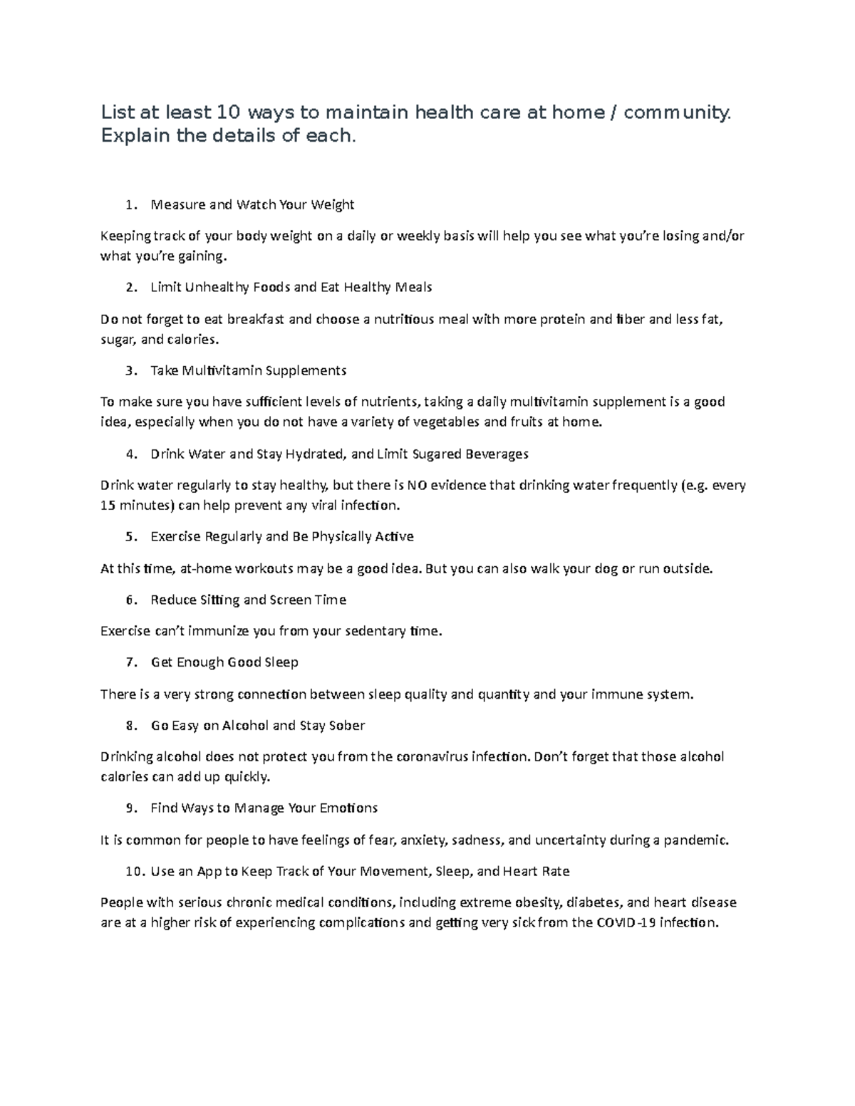 Assignment%20 Health%20 Program - List at least 10 ways to maintain ...