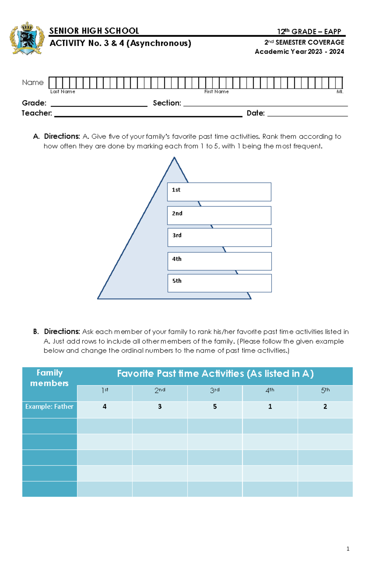 Activity 3 4 EAPP Asynchronous Class - 1 Name Last Name First Name MI. Grade: ____ Section ...