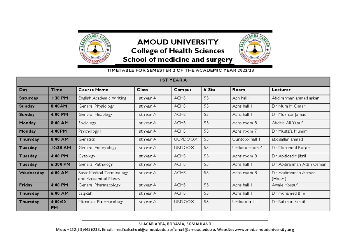 Semester Timetable - It is helpful - - Studocu