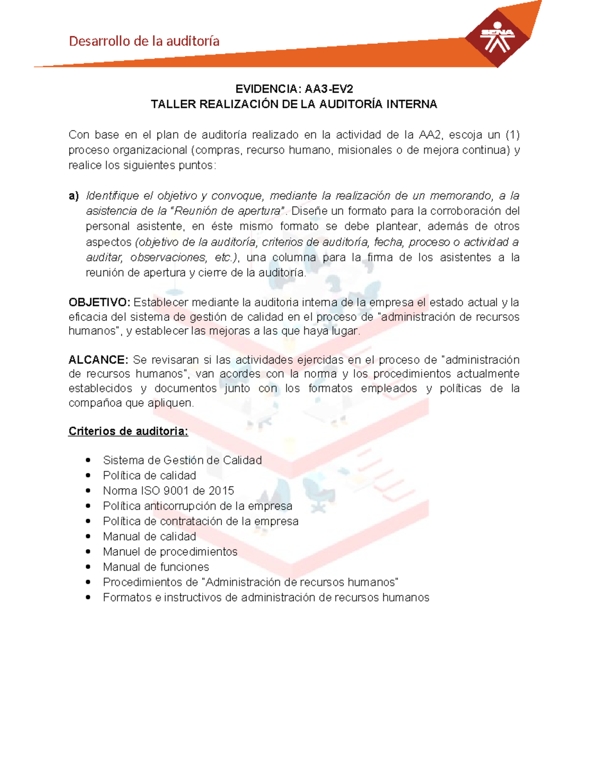 Evidencia AA3 Ev2 Taller - EVIDENCIA: AA3-EV TALLER REALIZACIÓN DE LA ...