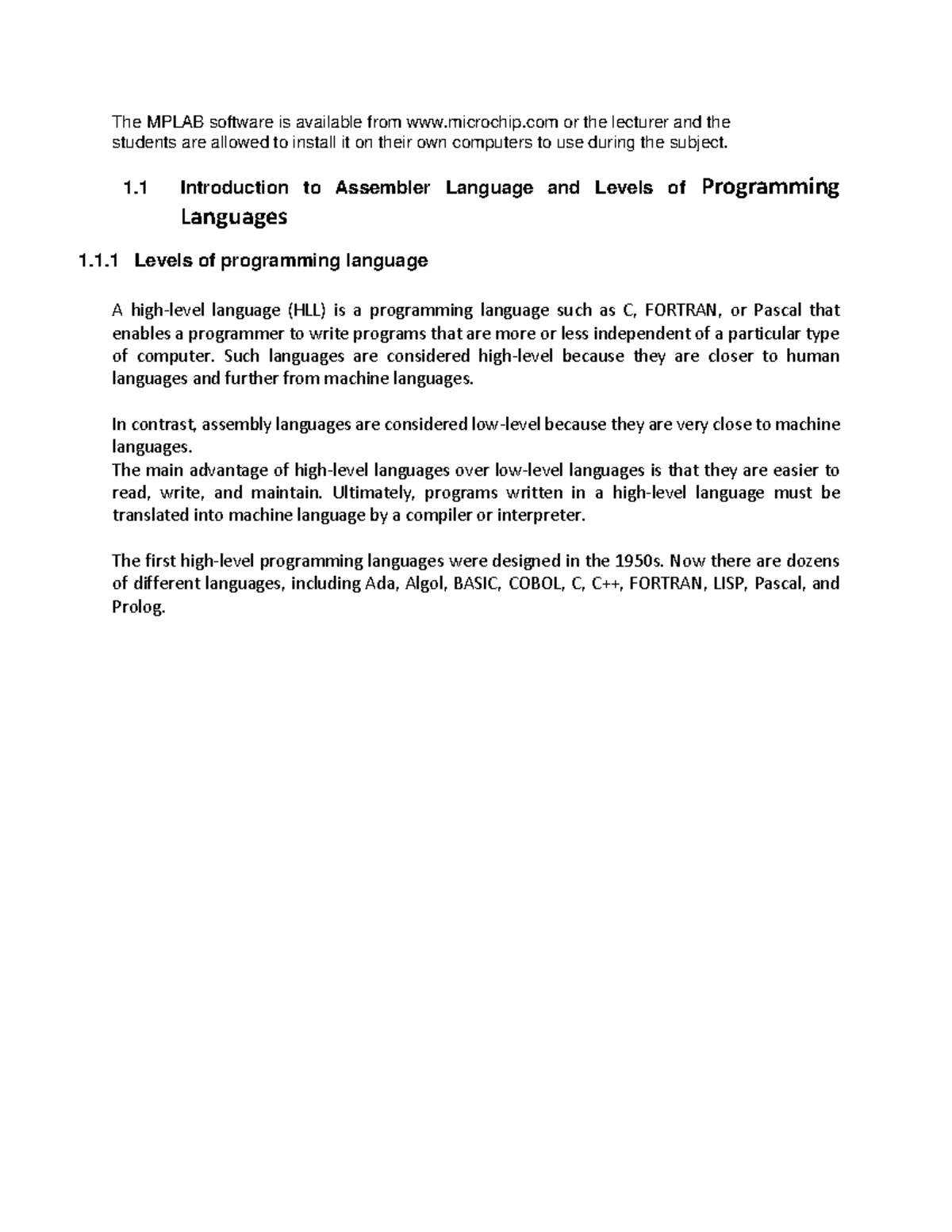(4) PV Programming Languages - The MPLAB software is available from ...