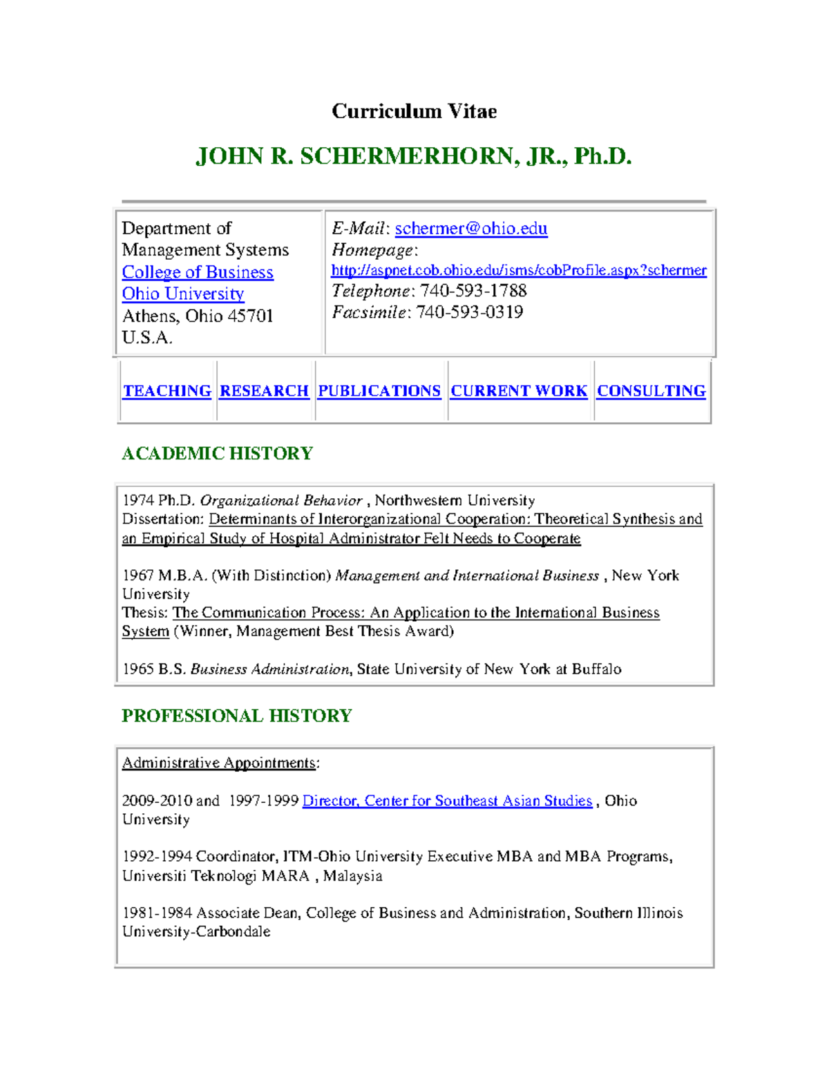 Shermerhorn JOHN R - Nada a dizer - Curriculum Vitae JOHN R. SCHERMERHORN, JR., Ph. Department ...