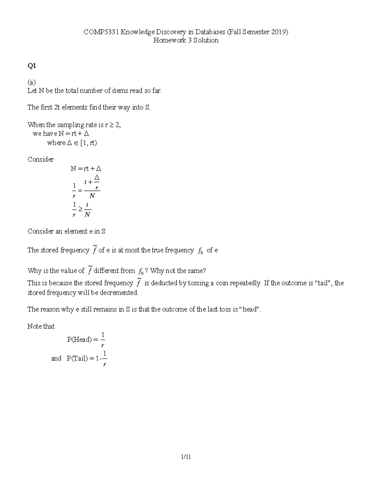 Hw3-sol - COMP5331 Knowledge Discovery in Databases (Fall Semester 2019 ...