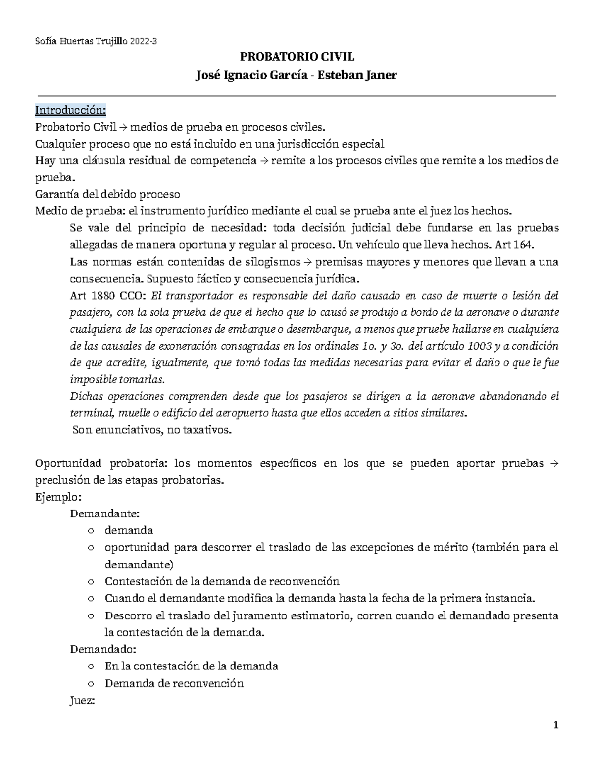 Apuntes probatorio - PROBATORIO CIVIL José Ignacio García - Esteban ...