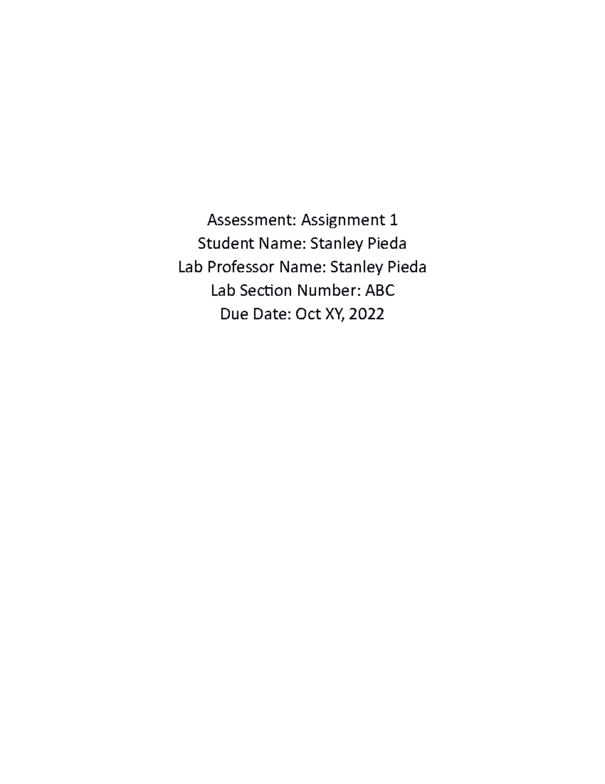Assigment 01 Sample Solution DHH - Assessment: Assignment 1 Student ...