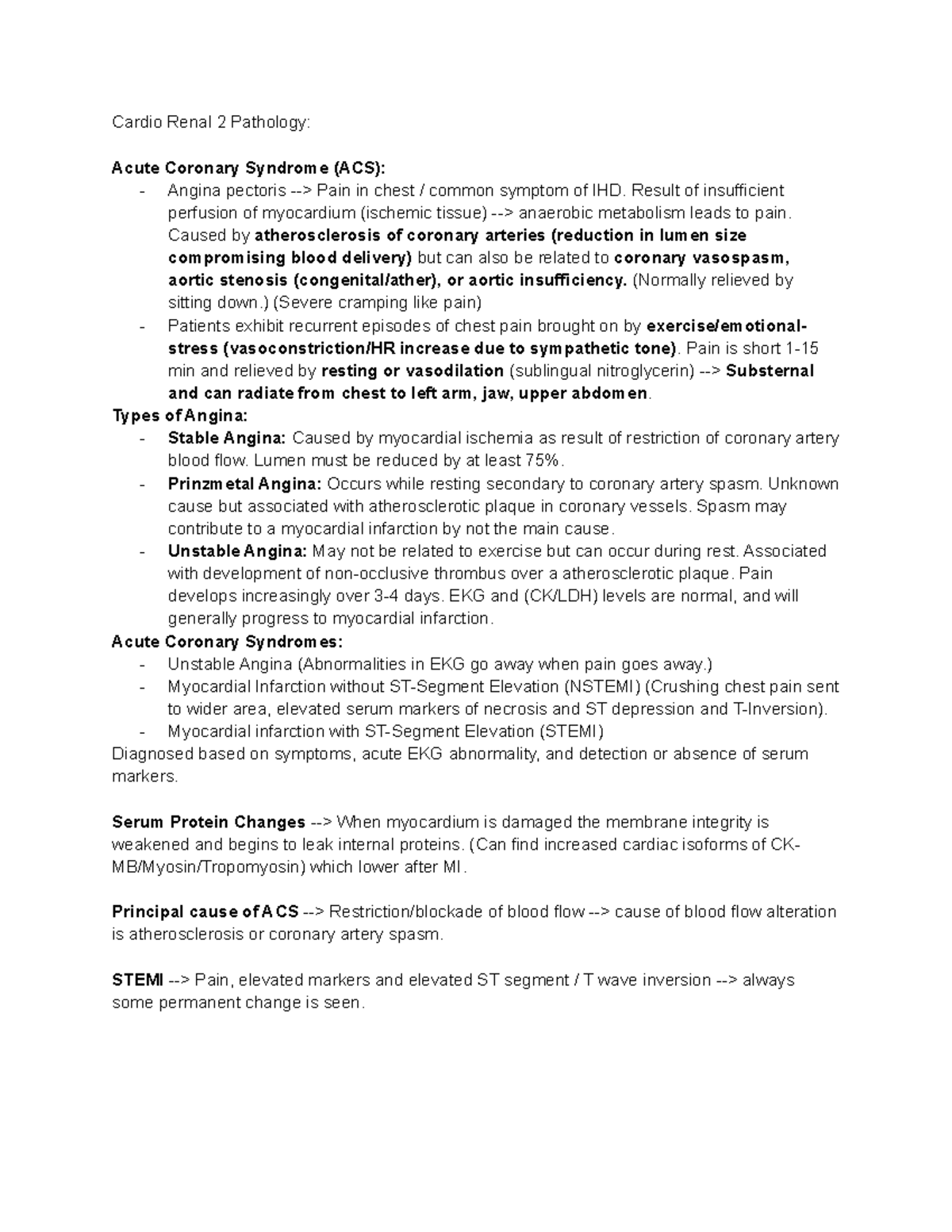 Pathology Cardio Renal 2 - Cardio Renal 2 Pathology: Acute Coronary ...