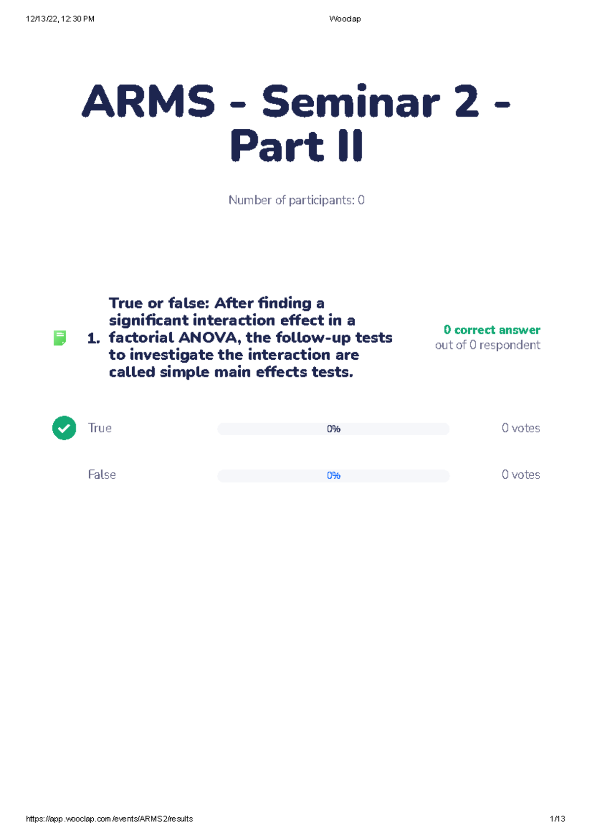 Wooclap - Seminar 2 - ARMS - Seminar 2 -ARMS - Seminar 2 - Part IIPart ...