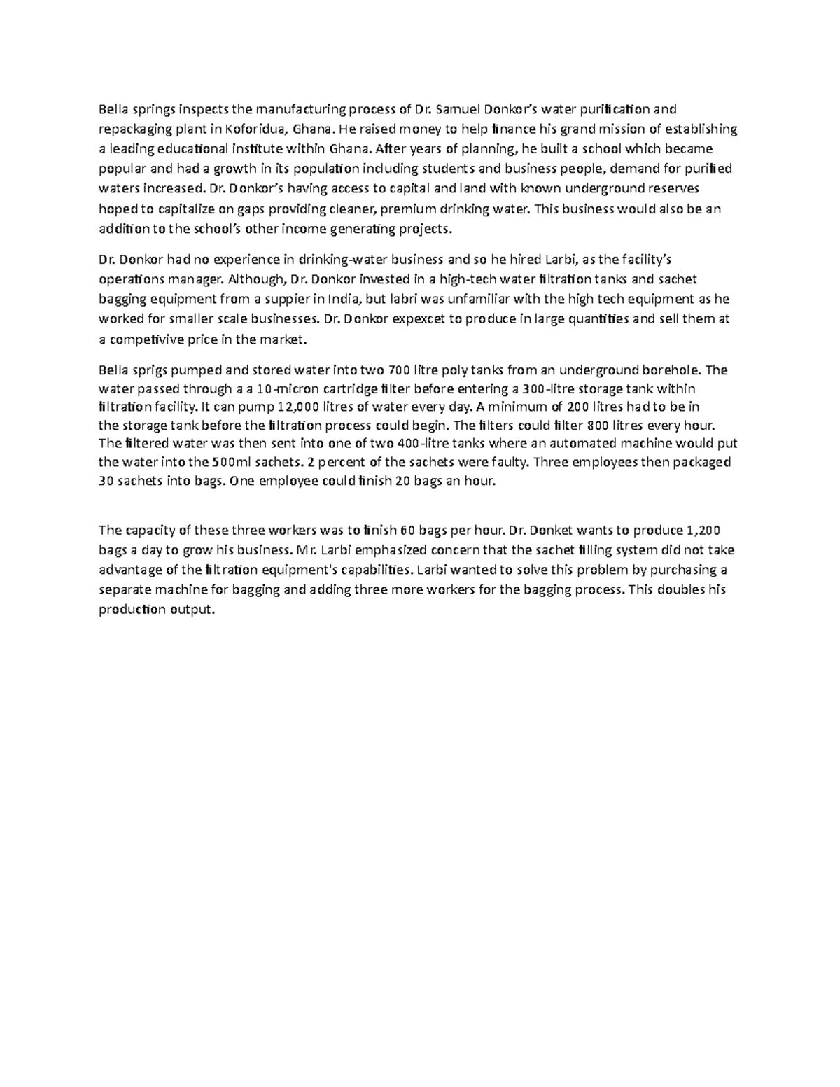 Bella springs Summary - Bella springs inspects the manufacturing ...