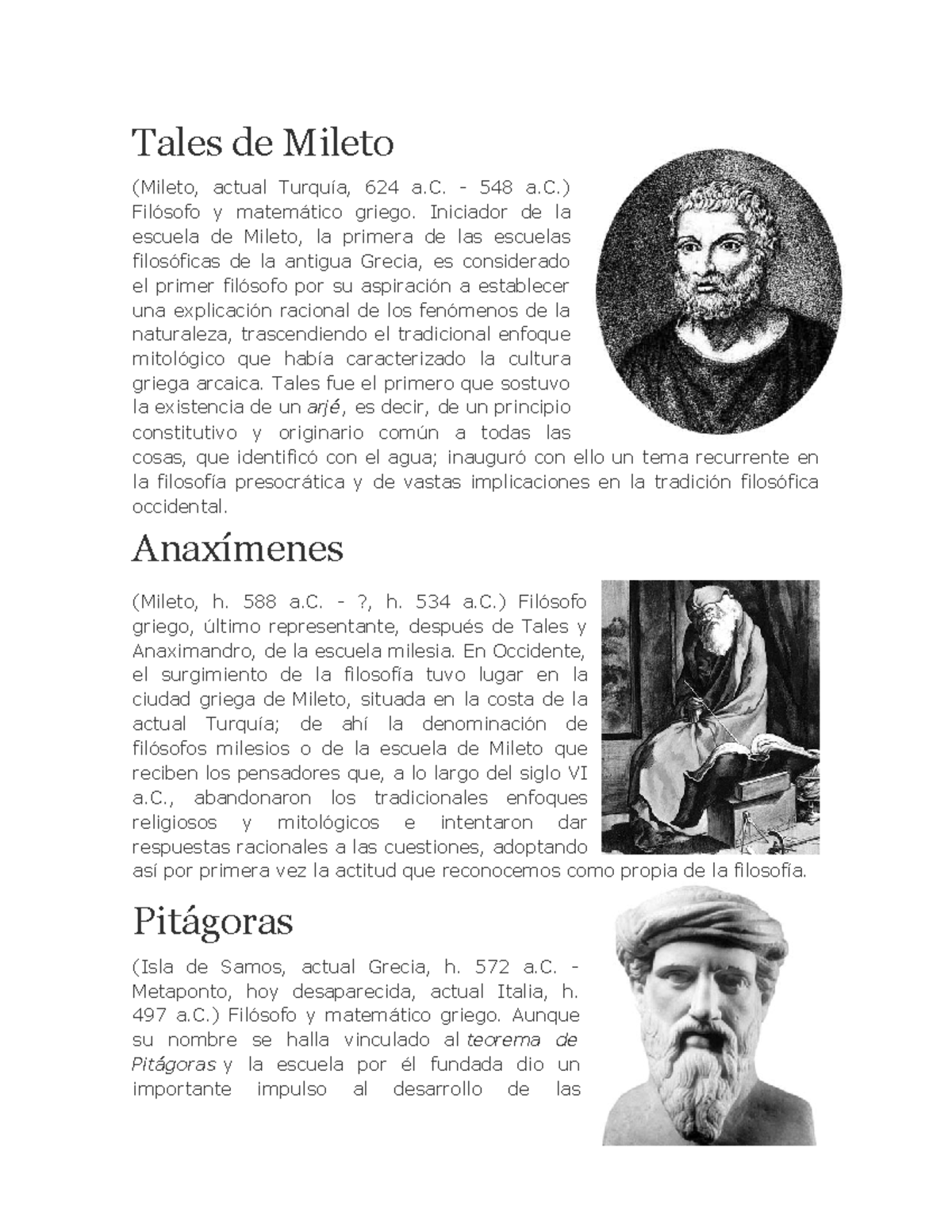 Parménides de Elea - filosofos conteporaneso - Tales de Mileto (Mileto ...