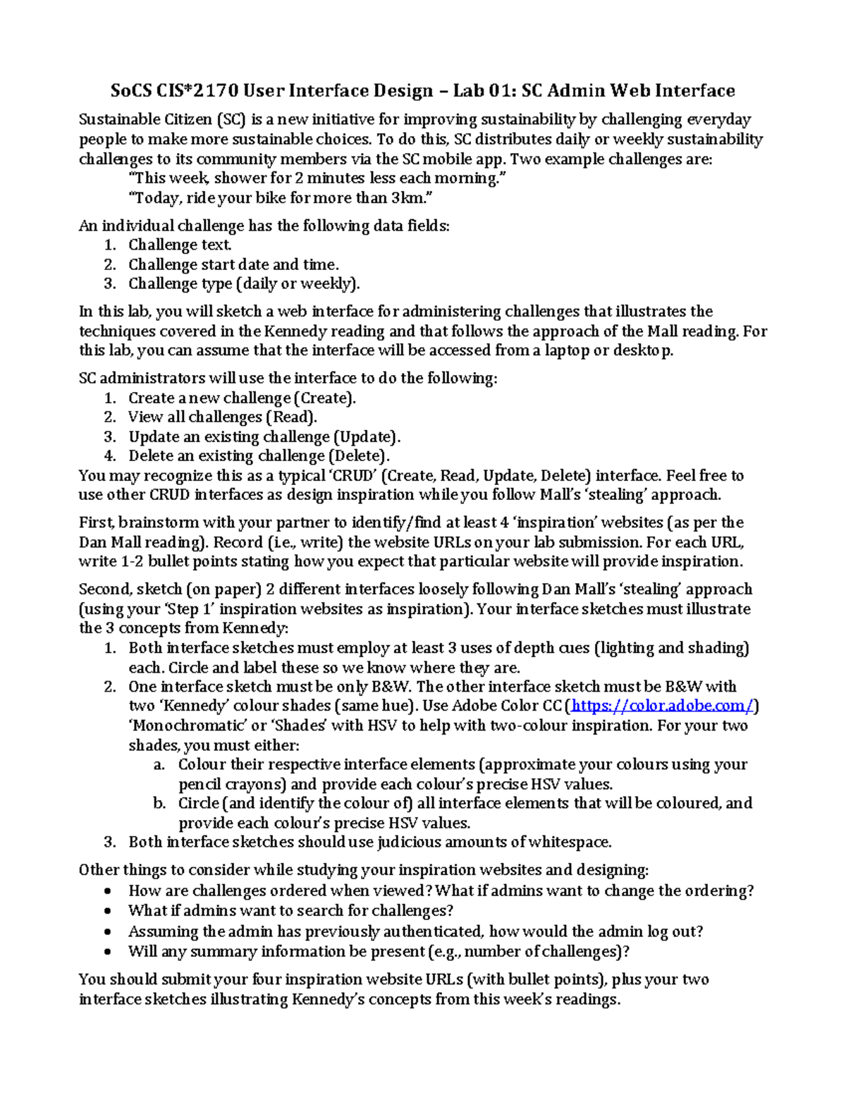 UI Design Lab 1 - SoCS CIS*2170 User Interface Design – Lab 01: SC ...