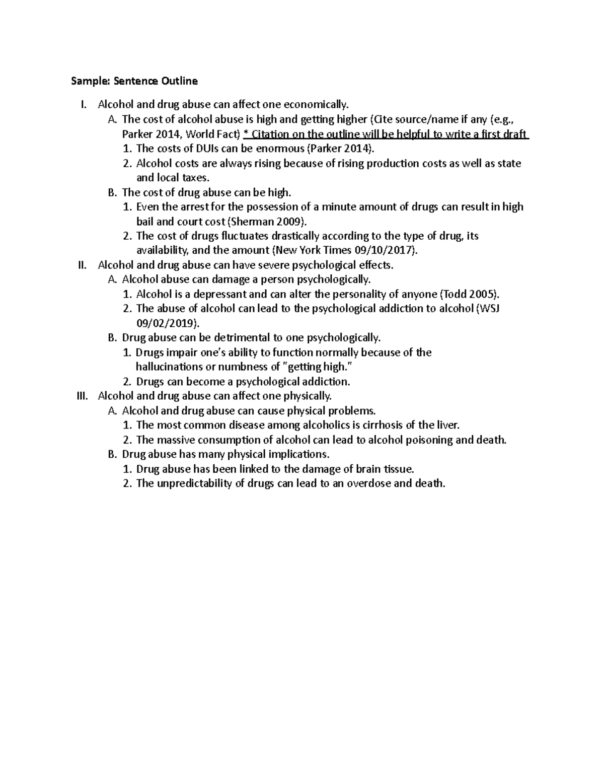 [BUS187 Team] Sample Sentence Outline - Sample: Sentence Outline I ...