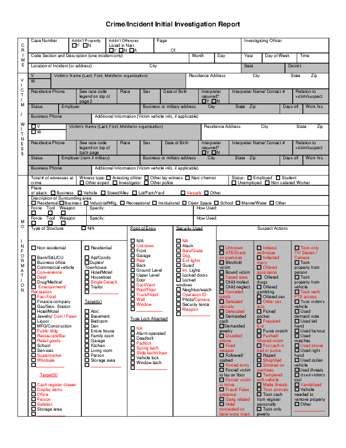 Week 3 written formal report criminal - Crime/Incident Initial ...