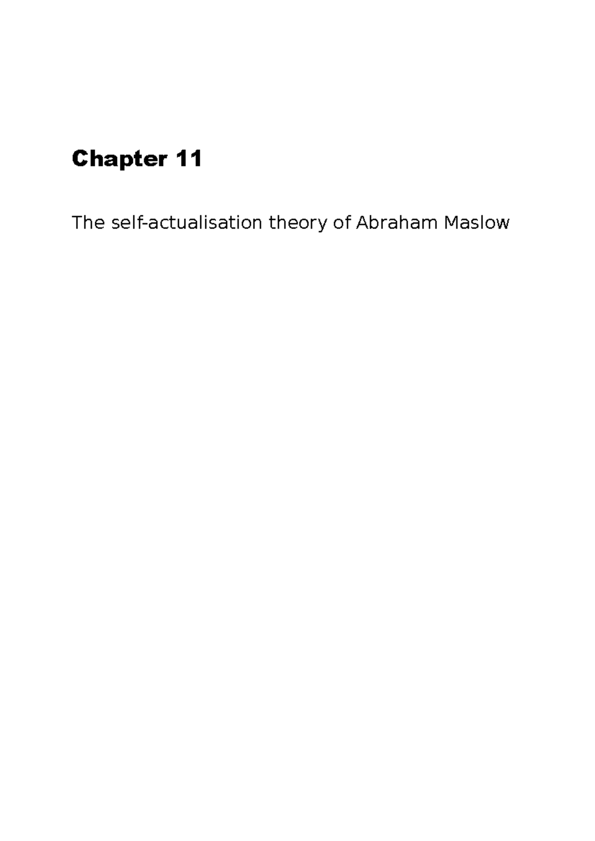 Chapter 11 - Summary Personology - Chapter 11 The self-actualisation ...