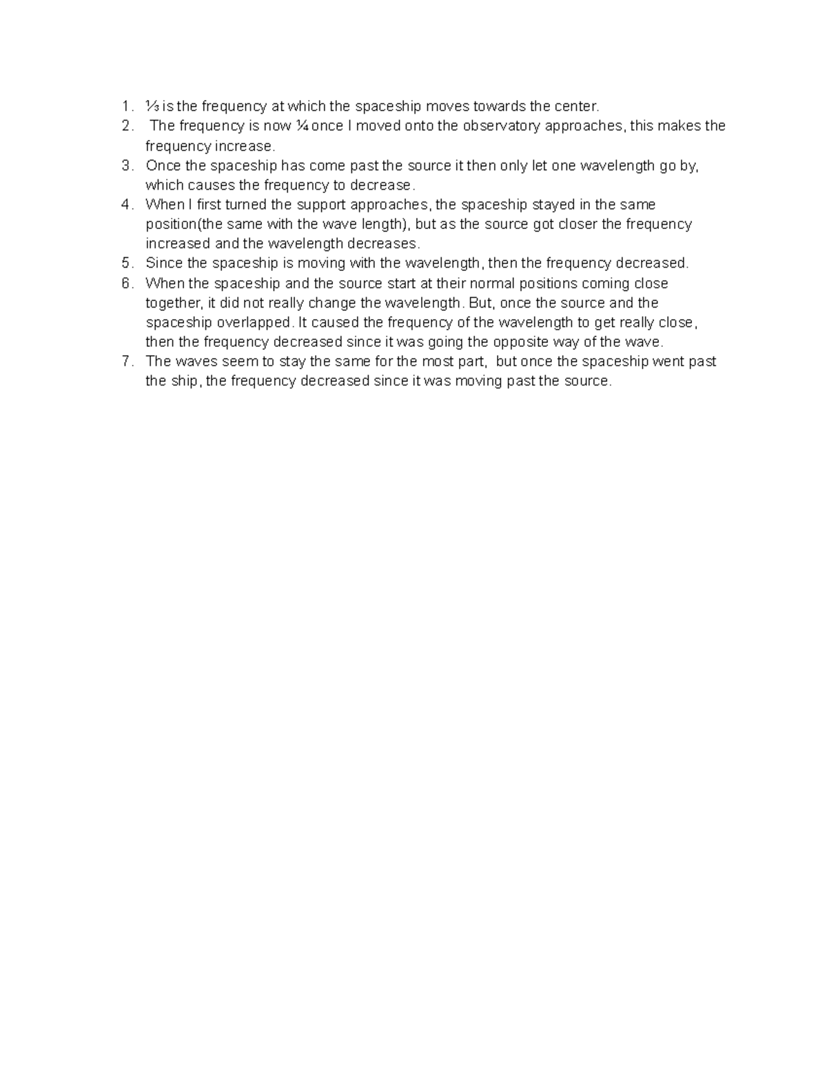 Doppler Effect Applet Excrises - ⅓ is the frequency at which the ...