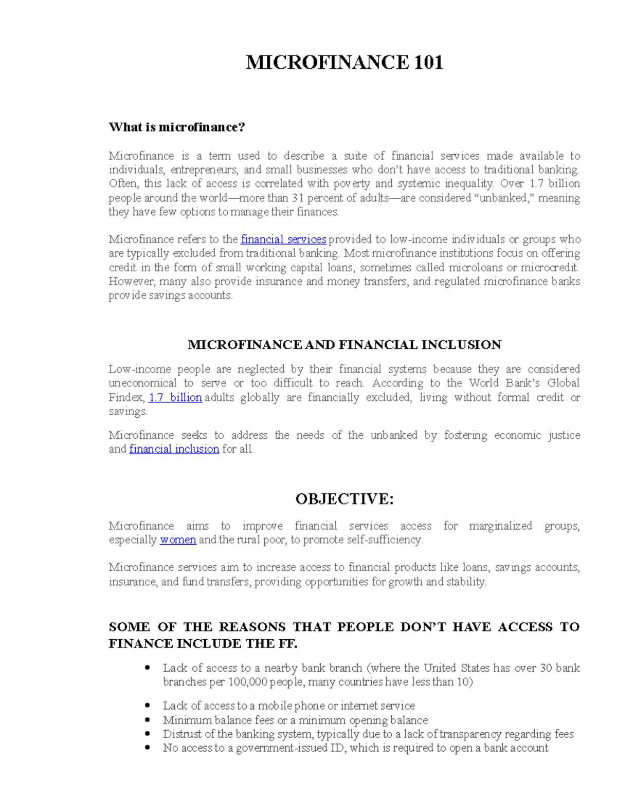 Microfinance 101 - you will learn about microfinancing and advantages ...