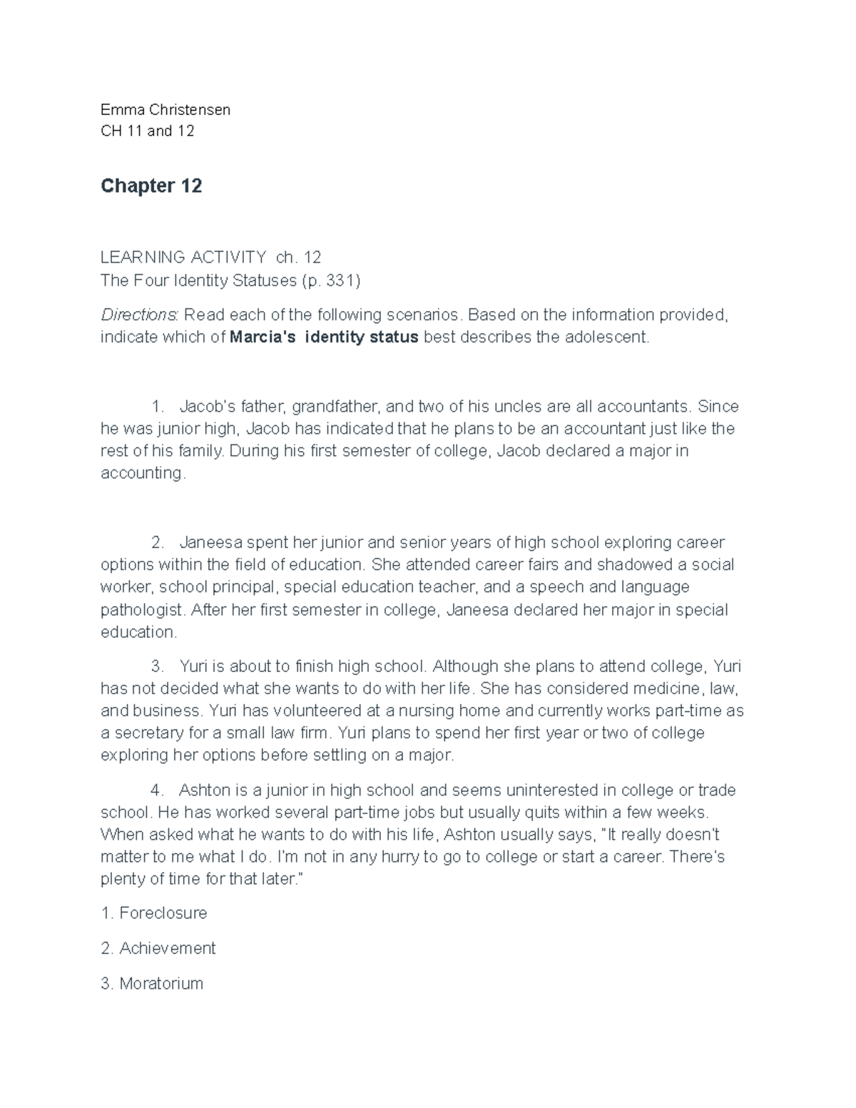 Ch 11 and 12 - Google Docs - Emma Christensen CH 11 and 12 Chapter 12 ...