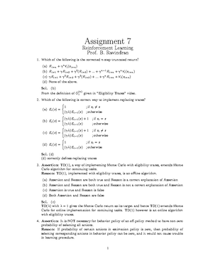 A4 - Reinforcement Learning - Assignment 4 Reinforcement Learning Prof. B. Ravindran State - Studocu