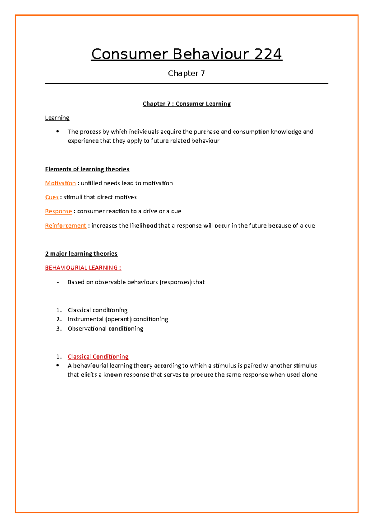 Consumer Behaviour 224 - Chp 7 - Consumer Behaviour 224 Chapter 7 ...