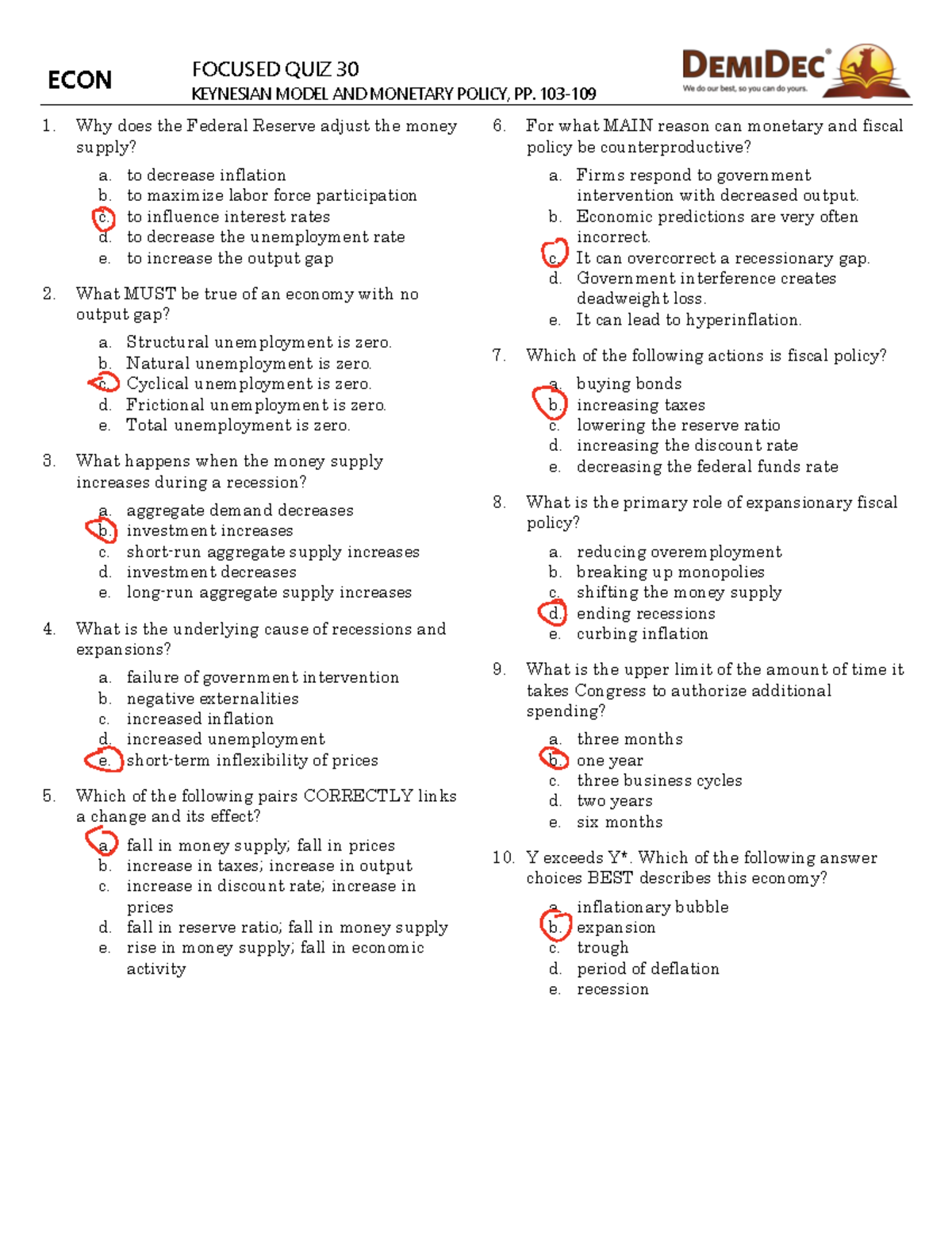 Economics Focused Quizzes 1-40 (2023) - ECON FOCUSED QUIZ 30 KEYNESIAN ...