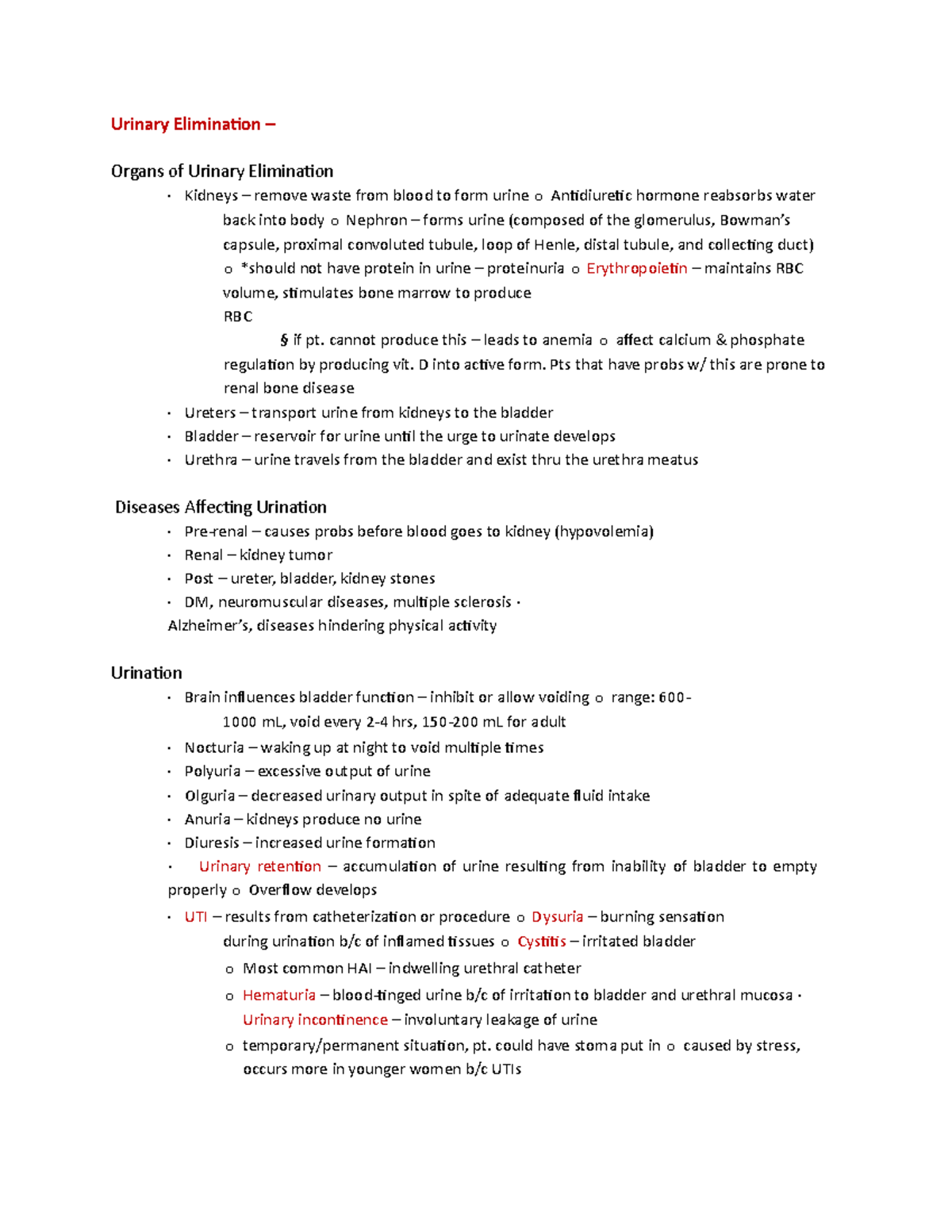 Urinary Elimination 1 - Health care concepts - Urinary Elimination ...