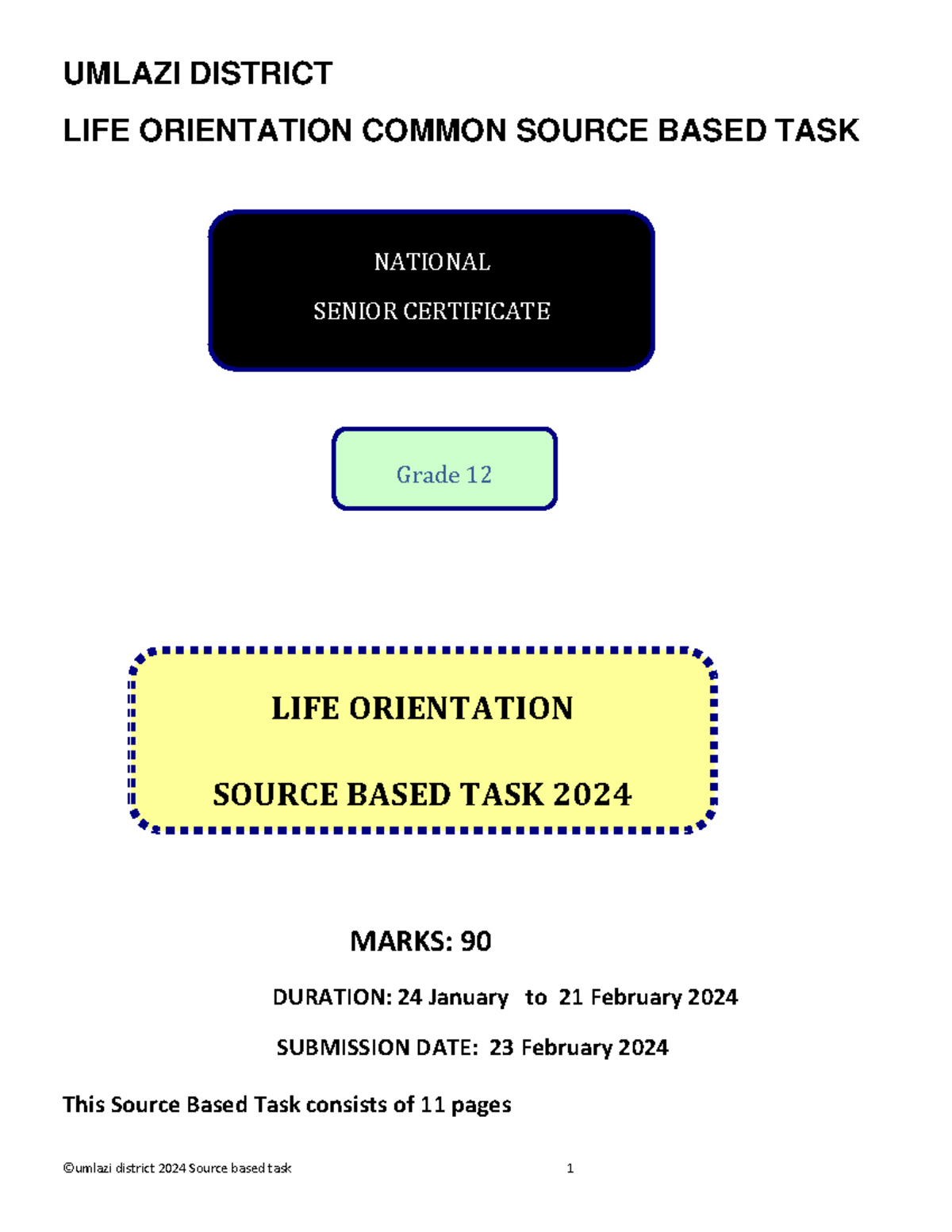 Gr12 LO Umlazi District Eng Task 1 2024 - UMLAZI DISTRICT LIFE ...